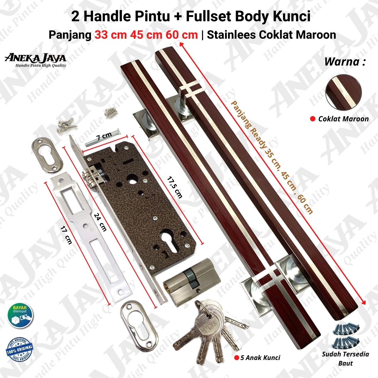 Gagang Pintu Set Kunci Panjang 60 cm 45 cm 33 cm | Handle Pintu Rumah ...