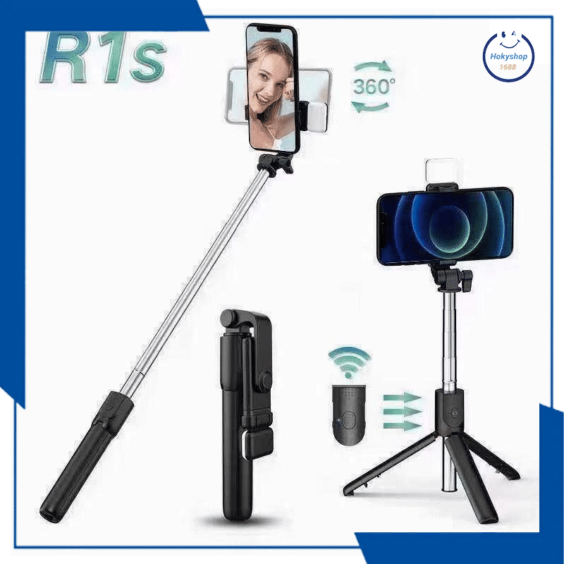 HKS-Selfie stick R1S Plus Lampu Flash Dan R1 Non Lampu tongsis 4in1 ...