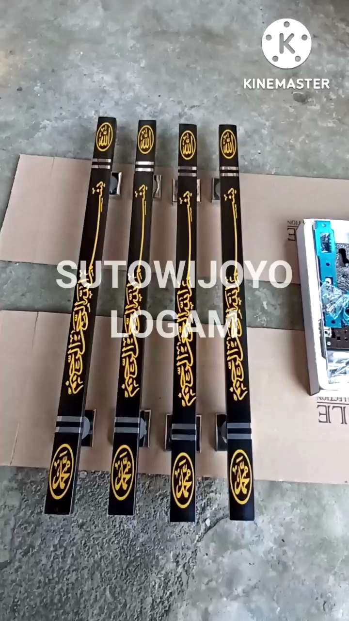 Handle Pintu Rumah 33cm 45cm 60cm Full Stainless Motif Kaligrafi