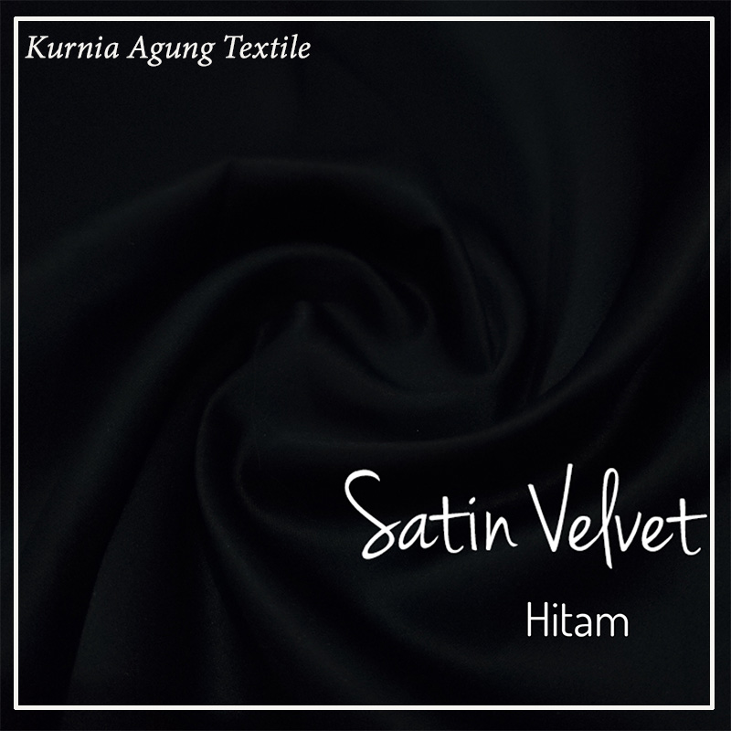 Kain Satin Velvet Polos Premium Warna Hitam Satin Mewah Bahan Puring Kebaya