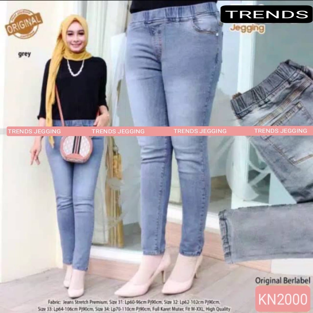 Celana pinggang karet - jeans wanita -celana panjang wanita - celana kekinian - Ls-jeans