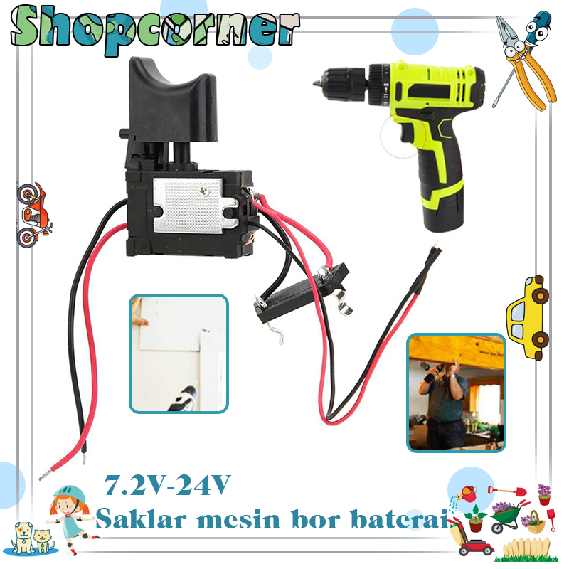Switch Saklar Mesin Bor Cordless 7.2v-24v Tombol Saklar Trigger Impact ...